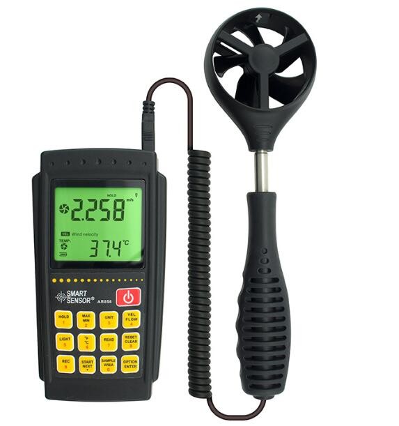 New Smart Sensor AR856 Air Flow Anemometer Infrared Meter USB Software #W1-