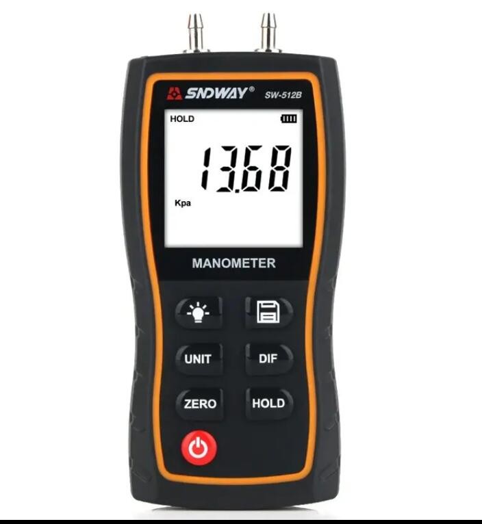 SW-512B Portable Air Differential Pressure Gauge Meter Digital Manometer